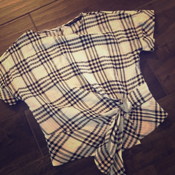 Zara | Tops | Zara Basics Collection Checkered Black And White | Poshmark
